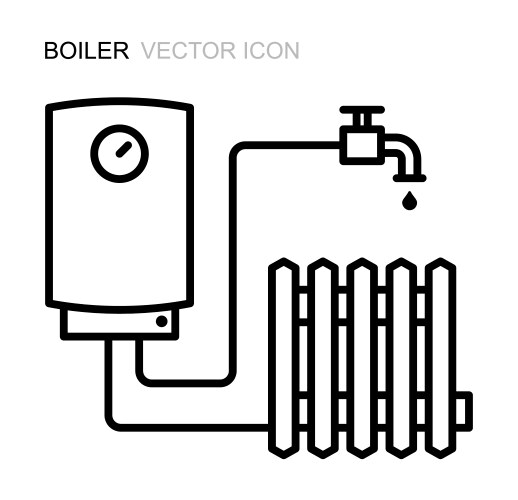 Heating boiler line outline icon Royalty Free Vector Image