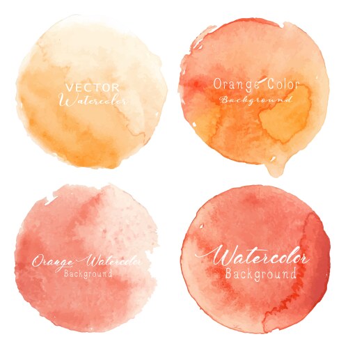 Set of bright red orage watercolor circle stains Vector Image