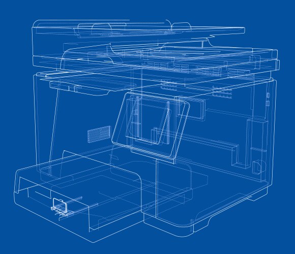 3d printer blueprints Royalty Free Vector Image