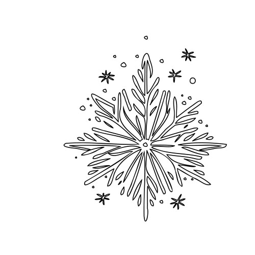 Snow flake outline sketch Royalty Free Vector Image