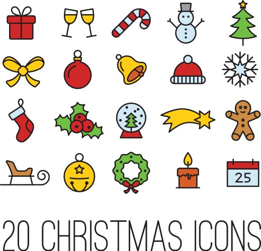 Christmas cute kawaii characters icons Royalty Free Vector