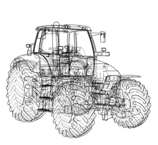 Hand drawn farm tractor sketch Royalty Free Vector Image
