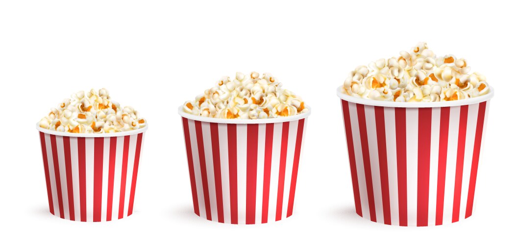 Bucket full popcorn red and white striped Vector Image