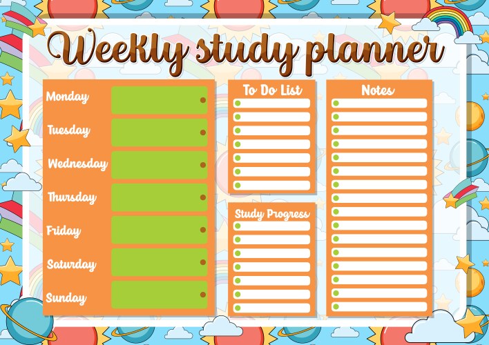 Student lesson plan and to-do list template Vector Image
