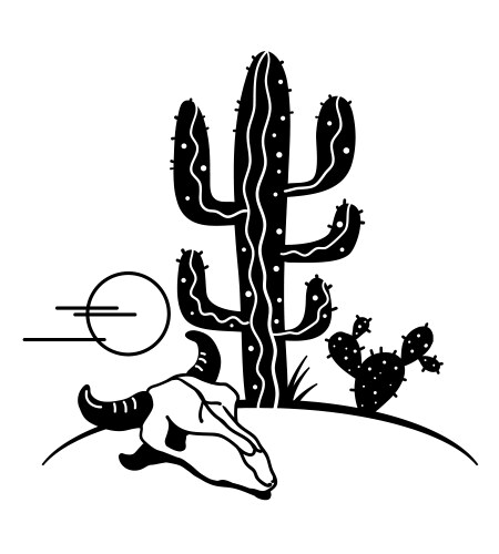 Cacti in arizona desert sketch Royalty Free Vector Image