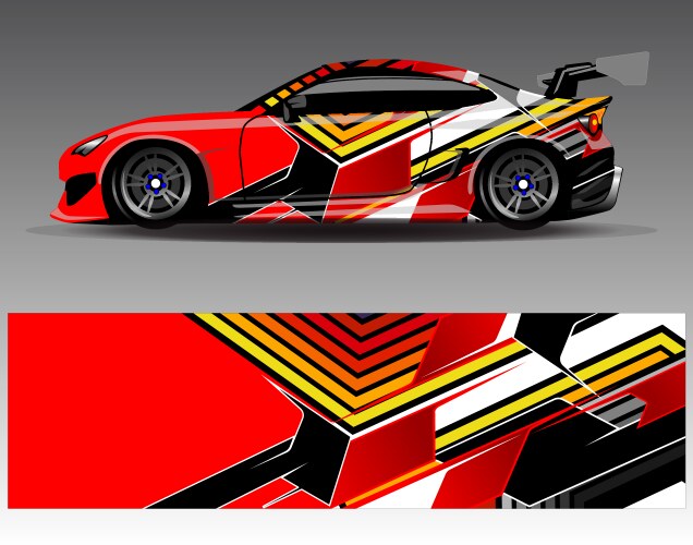 Sports car wrap with premium blueprint template Vector Image