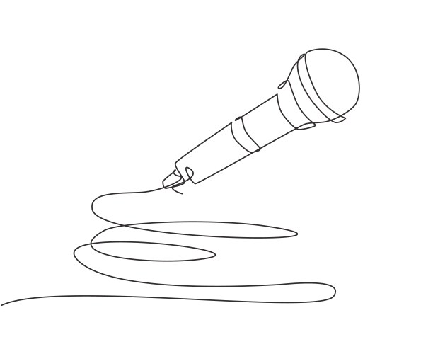 One line drawing stage microphone vintage Vector Image