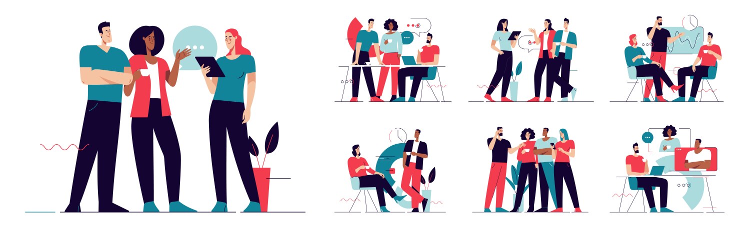 Group portrait of funny smiling office workers Vector Image