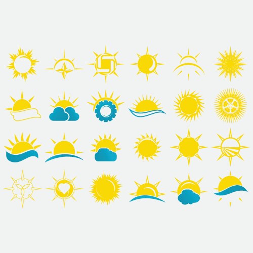 Collection of sun logos Royalty Free Vector Image