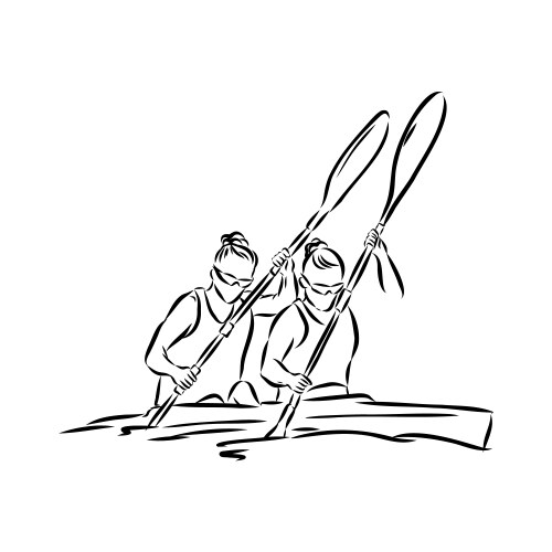 Doodle style canoe and paddles sketch in format Vector Image
