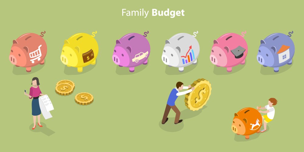 Family budget isometric infographics Royalty Free Vector