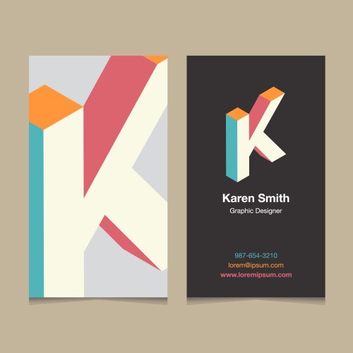 Business card letter k Royalty Free Vector Image