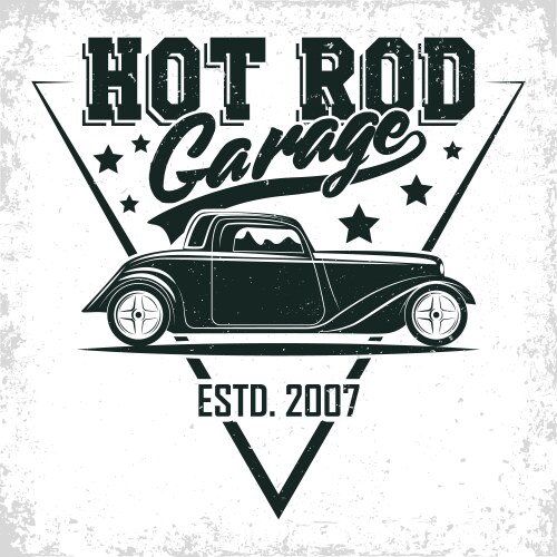 Monochrome hot rod icon Royalty Free Vector Image