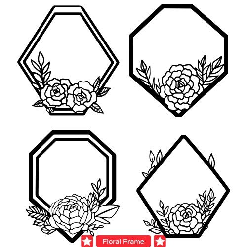 Elegant floral frame silhouette set graceful Vector Image