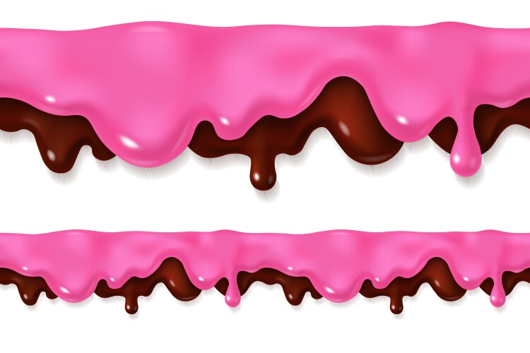Melted pink icing drop set with sprinkles Vector Image