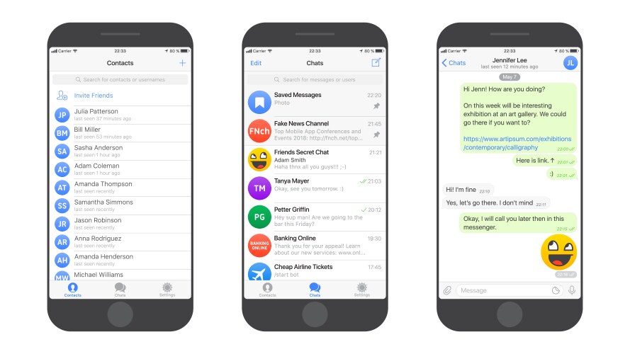 Chat app screen in light and dark mode gradient Vector Image