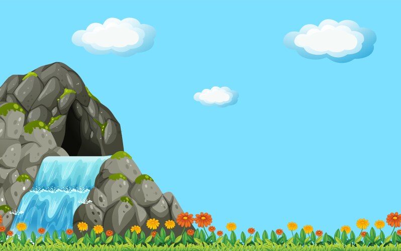 Waterfall landscape background in forest Vector Image