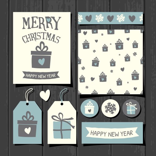 Christmas templates retro paper collection Vector Image