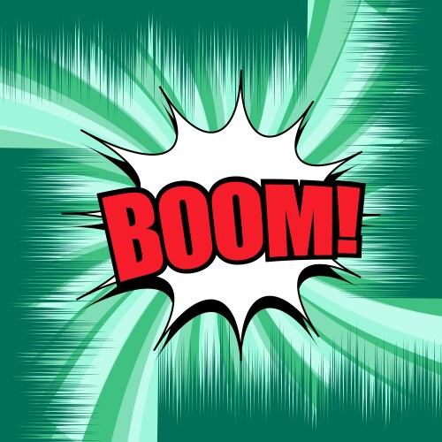 Blank boom splash label comic book Royalty Free Vector Image
