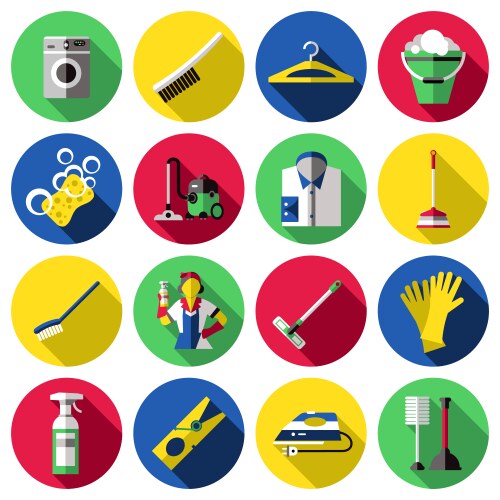 Cleaning black icon set Royalty Free Vector Image