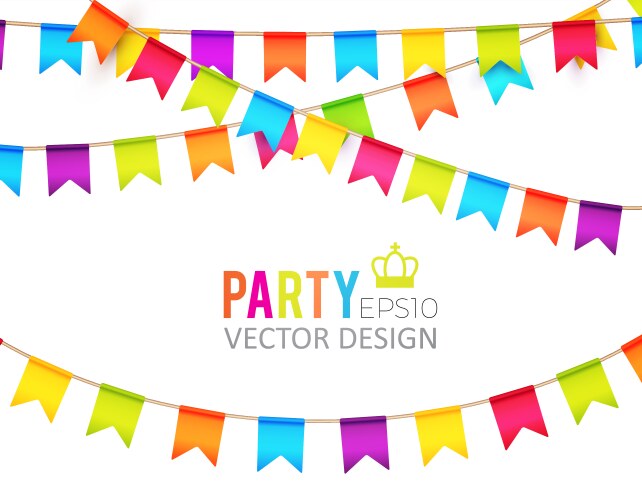 Party background with colorful flags and confetti Vector Image