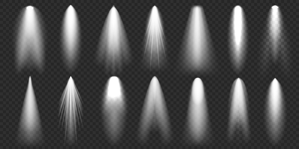 White beam lights spotlights scene Royalty Free Vector Image