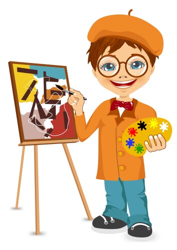 Cartoon little boy artist Royalty Free Vector Image