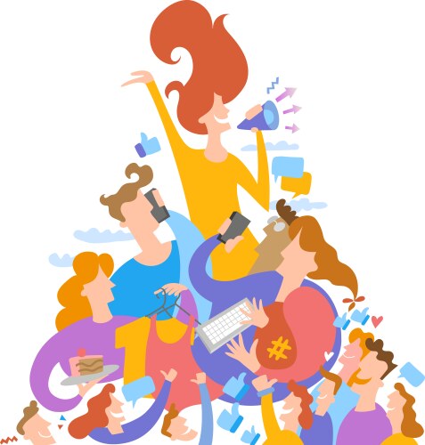 Concept of influencer marketing modern flat Vector Image