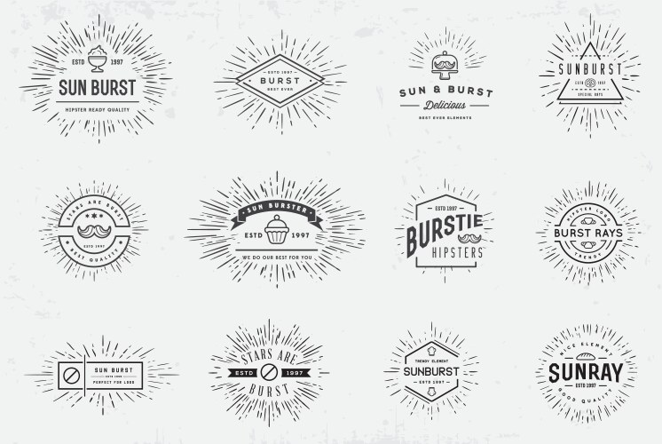 Vintage sunburst logo elements Royalty Free Vector Image
