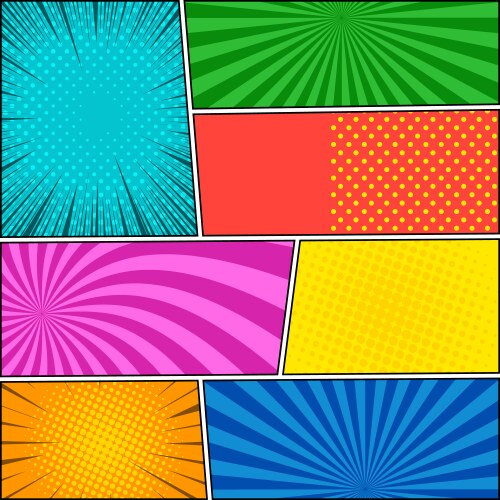 Cartoon comic backgrounds set comics book Vector Image