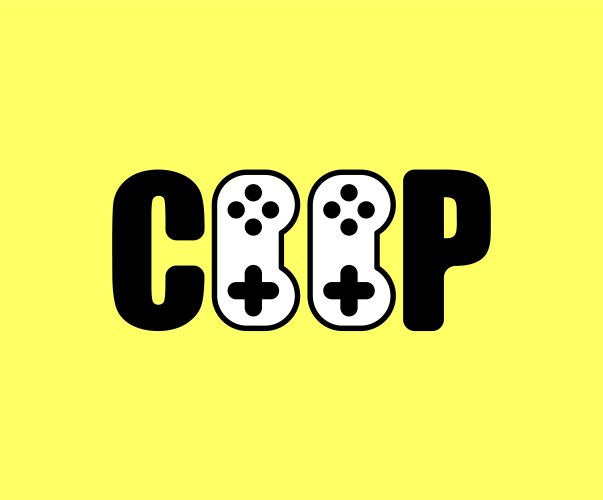 Cooperative game sign coop logo video Royalty Free Vector
