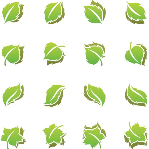Green leaves icons leaf symbols Royalty Free Vector Image