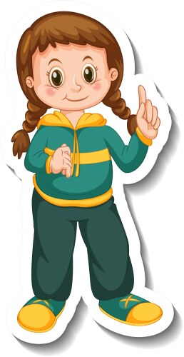 Sticker template with cartoon character Royalty Free Vector