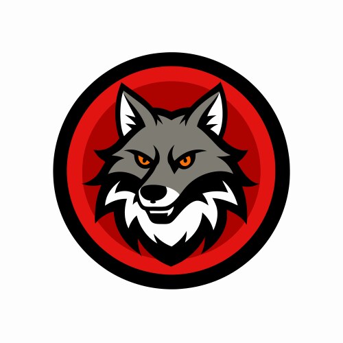 Alpha wolf mascot logo in circle frame Royalty Free Vector