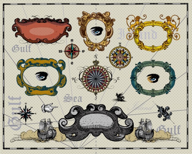 Hand drawn line border set and design elements Vector Image