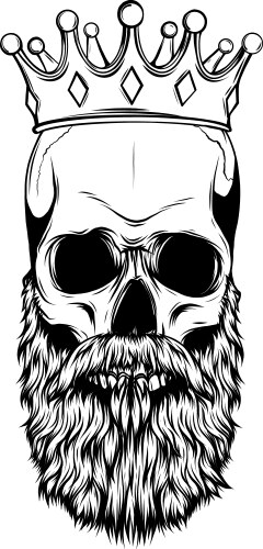 King skull head with luxury crown black and white Vector Image