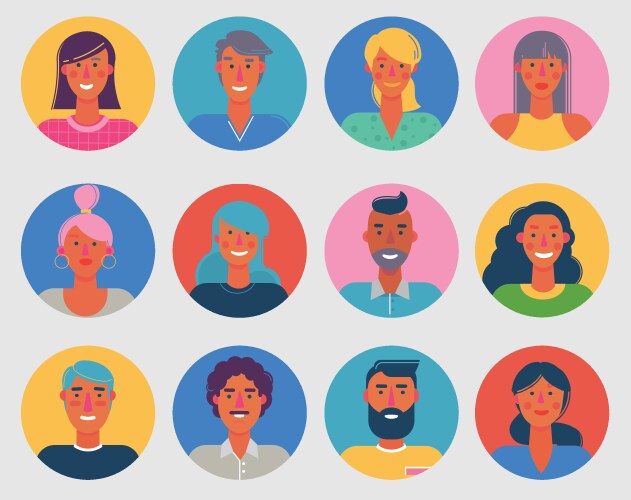 Square pixel avatars Royalty Free Vector Image