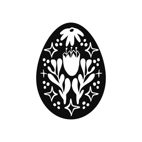 Black linocut of easter egg Royalty Free Vector Image