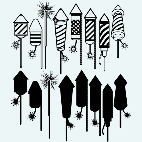 Colorful Rocket Fireworks Royalty Free Vector Image