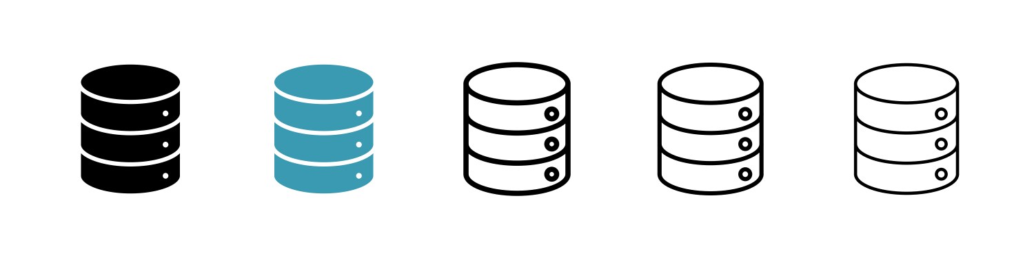 Cylinder database icon set on white background Vector Image