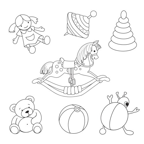 Doll toy for coloring Royalty Free Vector Image