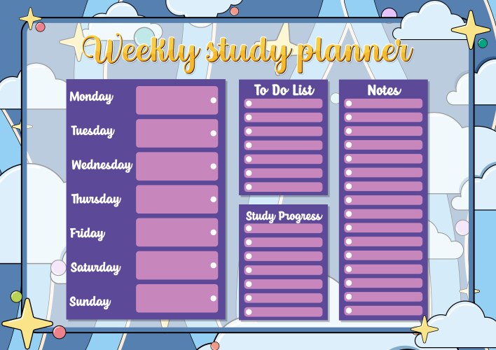 Lesson study plan hourly schedule for effective Vector Image