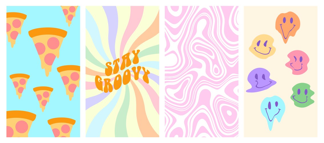 Pastel groovy backgrounds set Royalty Free Vector Image