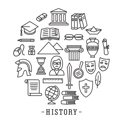 History class set of objects Royalty Free Vector Image