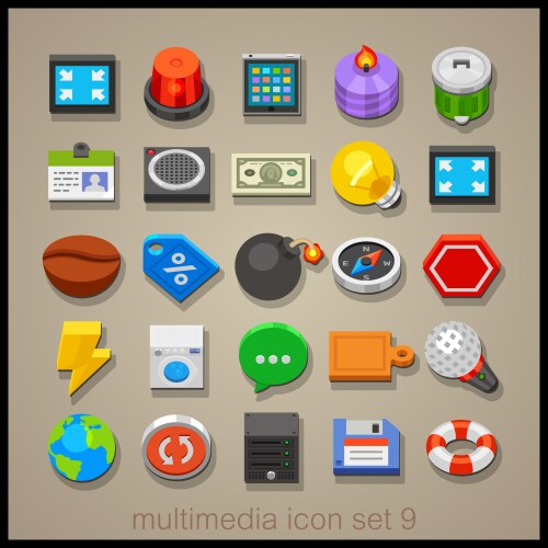 Multimedia icon set-7 Royalty Free Vector Image