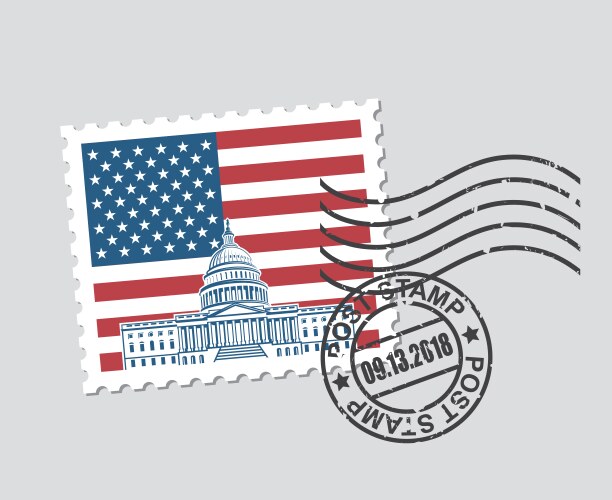 Postage stamp with american symbols Royalty Free Vector