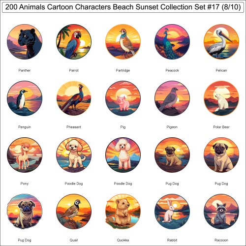 200 kawaii animals cartoon characters collection Vector Image