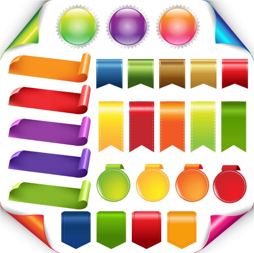 Stickers badges and ribbons Royalty Free Vector Image