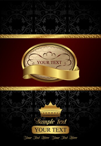 Gold invitation frame with heraldic crown Vector Image
