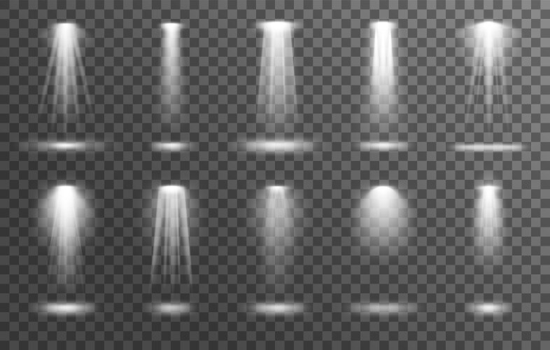 White realistic lights shining spotlight Vector Image